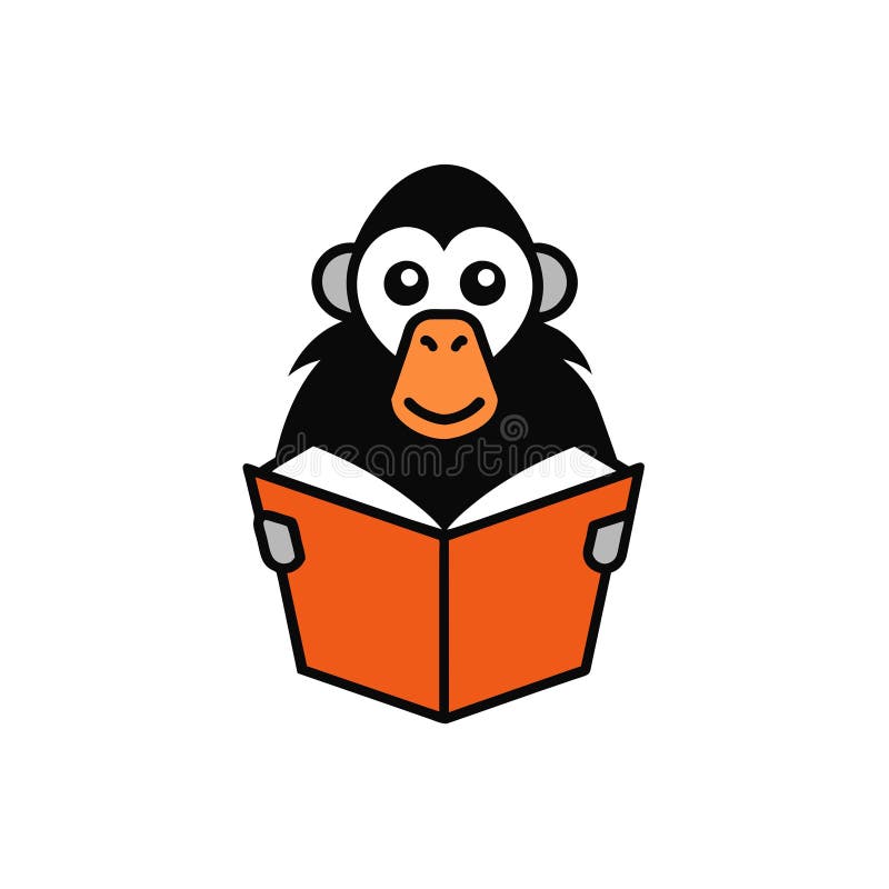 Baboon Monkey Reading Icon Vector Illustration Stock Vector ...