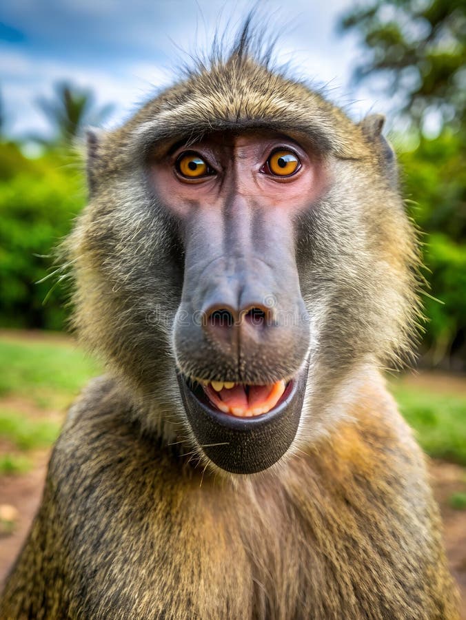 Baboon monkey smiles farm stock illustration. Illustration of graphic ...