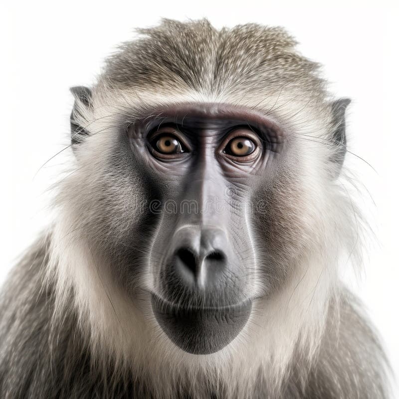 Baboon Monkey on White Background Stock Illustration - Illustration of ...