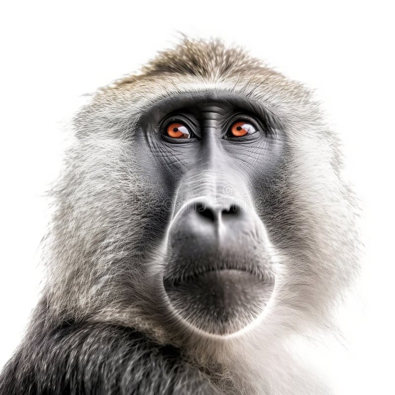 Baboon Monkey on White Background Stock Illustration - Illustration of ...