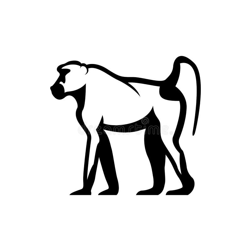 Baboon Silhouette Monkey Logo Stock Vector - Illustration of isolated ...