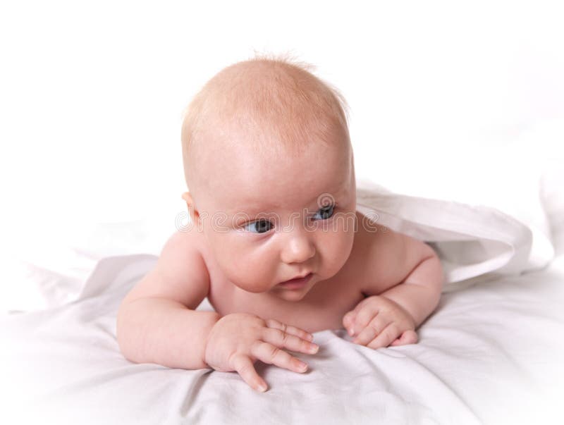 Peaceful Baby Laying on Side Stock Image - Image of peaceful, laying ...