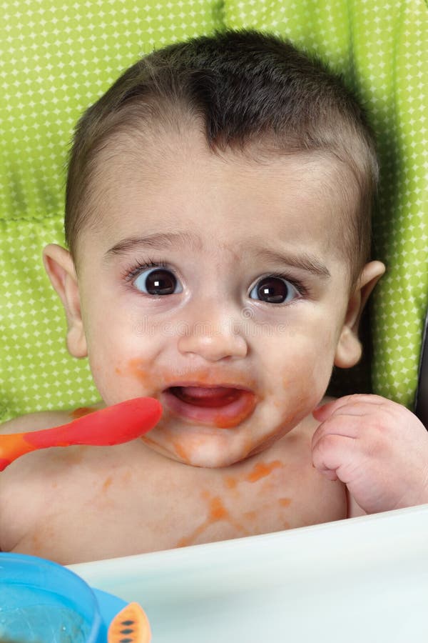 Baby stock photo. Image of highchair, hunger, emotion - 24235964
