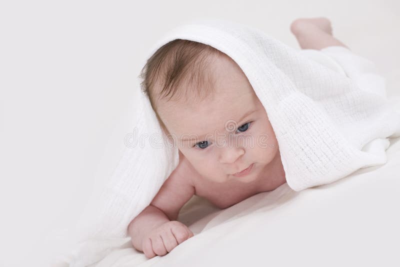 Serious Baby stock image. Image of blanket, scowl, little - 98965