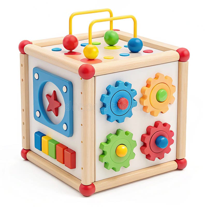 Baby Activity Cube with Gears and Buttons Stock Illustration ...