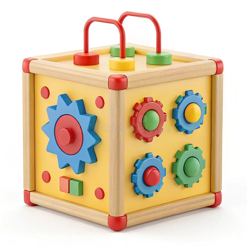 Baby Activity Cube with Gears and Buttons Stock Illustration ...
