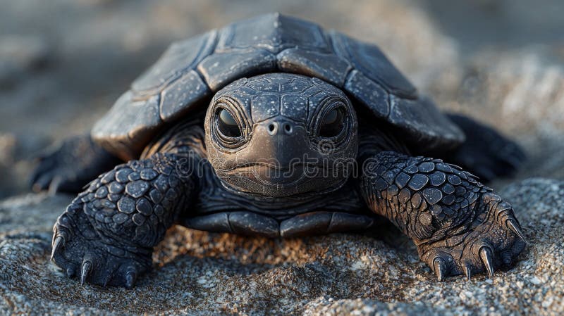 Baby African Helmeted Turtle Rests Peacefully on White Surface Its ...