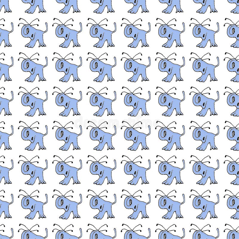 Baby Alien Creature Hand Drawn Illustration Motif Pattern Stock ...