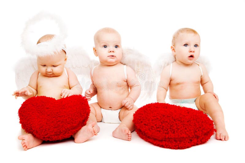 Baby angels stock image. Image of brother, playful, heart - 12066781