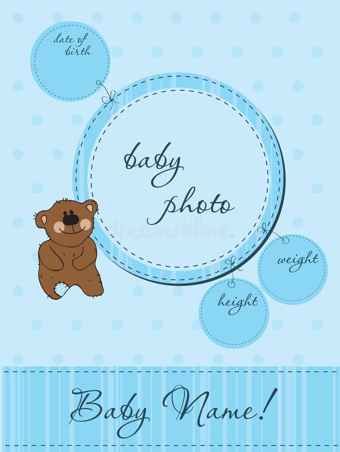 Baby Boy Photo Frame with Teddy Bear Stock Vector - Illustration of ...