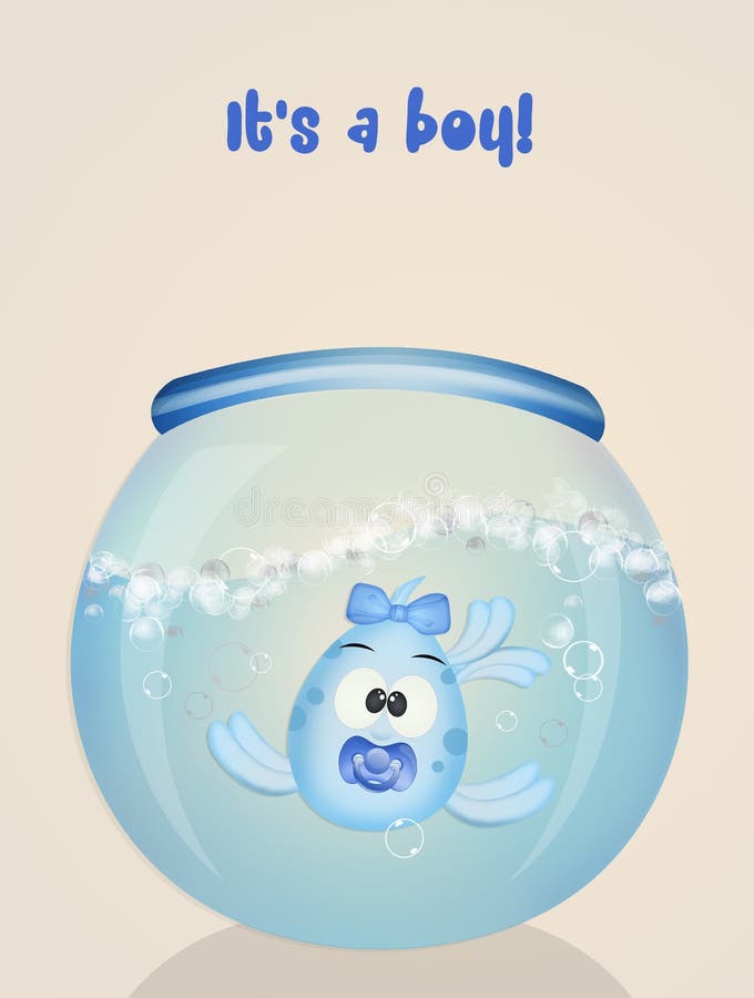Baby Announcement with Fish Stock Illustration - Illustration of ...
