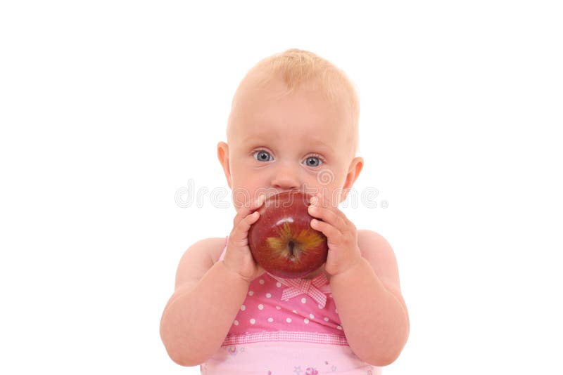 Baby and apple stock photo. Image of child, baby, cheerful - 2989760