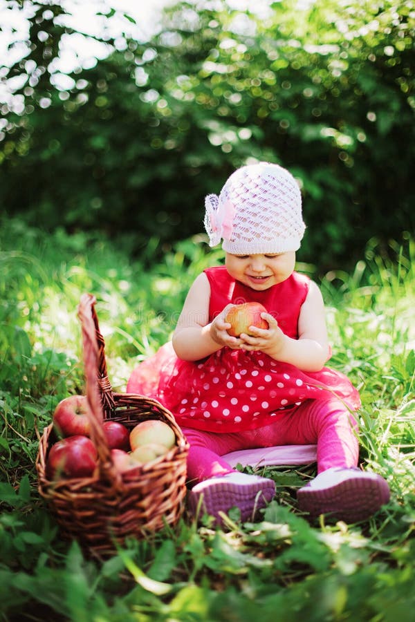 Baby. stock photo. Image of scene, apple, nature, portrait - 41861162
