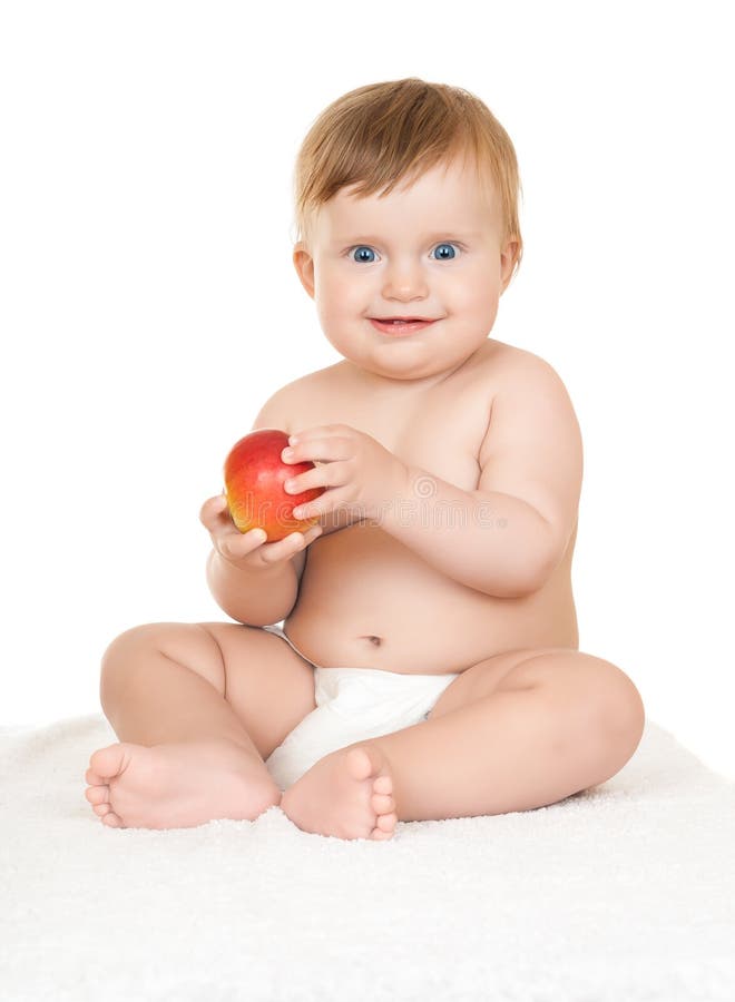 Baby with apple stock image. Image of face, food, life - 50613567