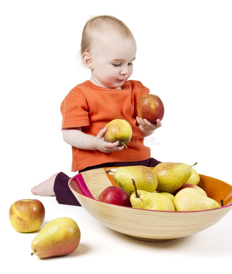Baby with apples stock image. Image of apple, healthy - 24994497
