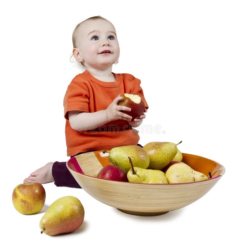 Baby with apples stock image. Image of food, cheerful - 25086279