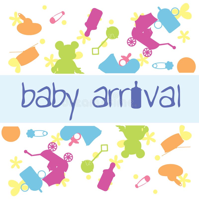 Baby Boy Arrival Announcement Card Stock Vector - Illustration of ...