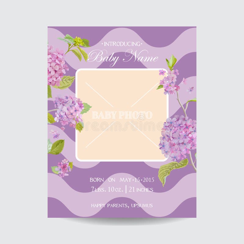 Baby Arrival Card with Photo Frame Stock Vector - Illustration of ...