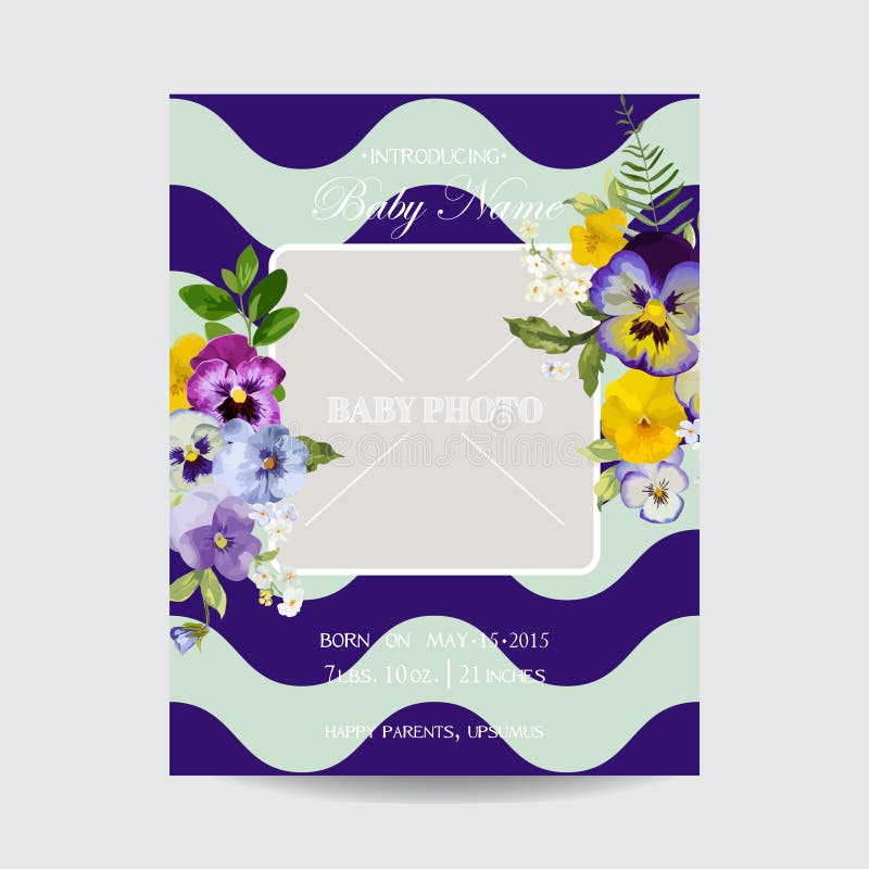Baby Arrival Card with Photo Frame Stock Vector - Illustration of ...