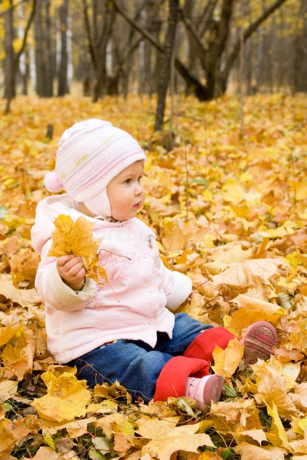Baby in autumn forest stock image. Image of person, season - 7284723