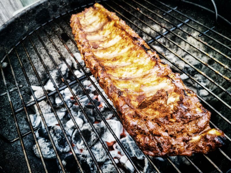 Baby Back Pork Ribs on Bbq Grill Stock Photo - Image of lunch, grill ...