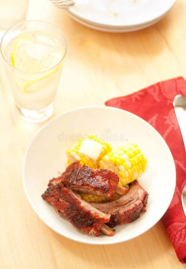 Baby back ribs stock image. Image of meal, lemon, corn - 14620177
