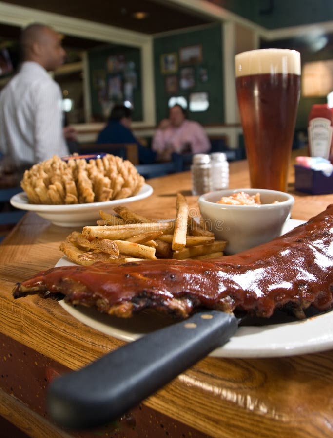 Baby back ribs with fries stock photo. Image of fries - 11116910