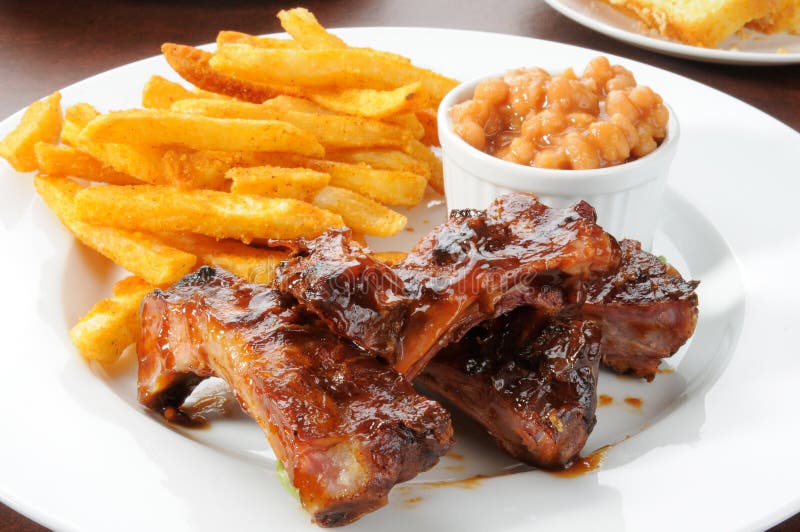 Baby back ribs and fries stock photo. Image of french - 21657002