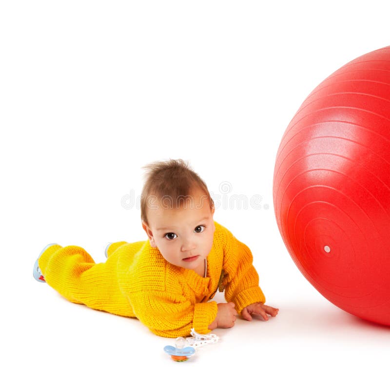 Baby with ball stock image. Image of life, people, expressing - 23934161