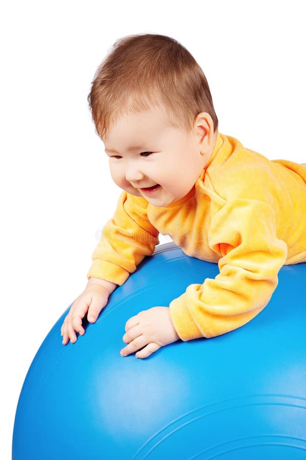 Baby on ball stock photo. Image of joyful, gladness, appealing - 4136672