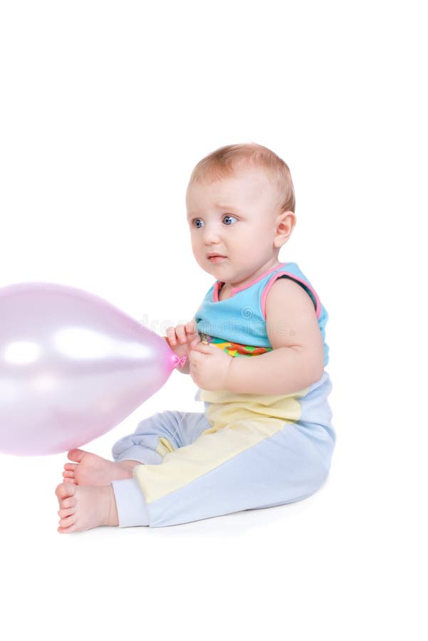 Baby with the balloon stock photo. Image of face, happy - 22079598