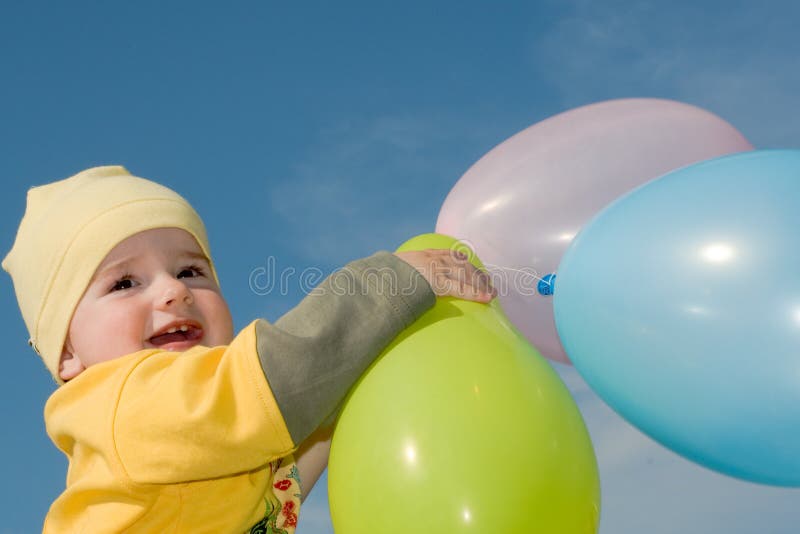 Baby with balloons stock image. Image of carefree, trust - 10520859