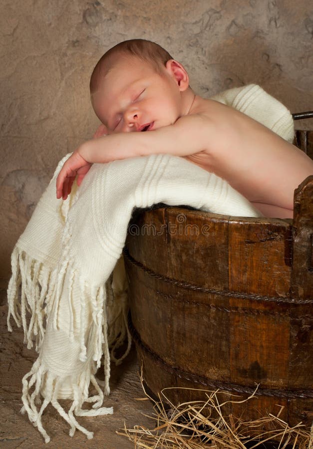 Baby in a barrel stock photo. Image of child, asleep - 18629262