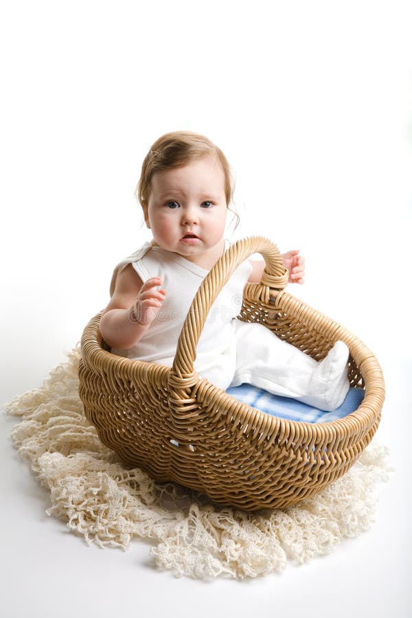 Baby in the basket stock image. Image of small, offspring - 9866771