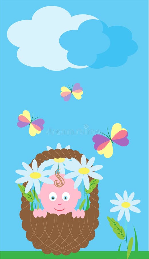 Baby in a Basket stock illustration. Illustration of isolated - 50421297