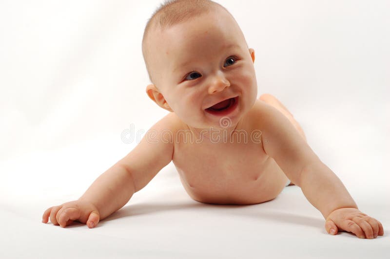 Newborn baby smirking stock image. Image of basket, shirtless - 12241227