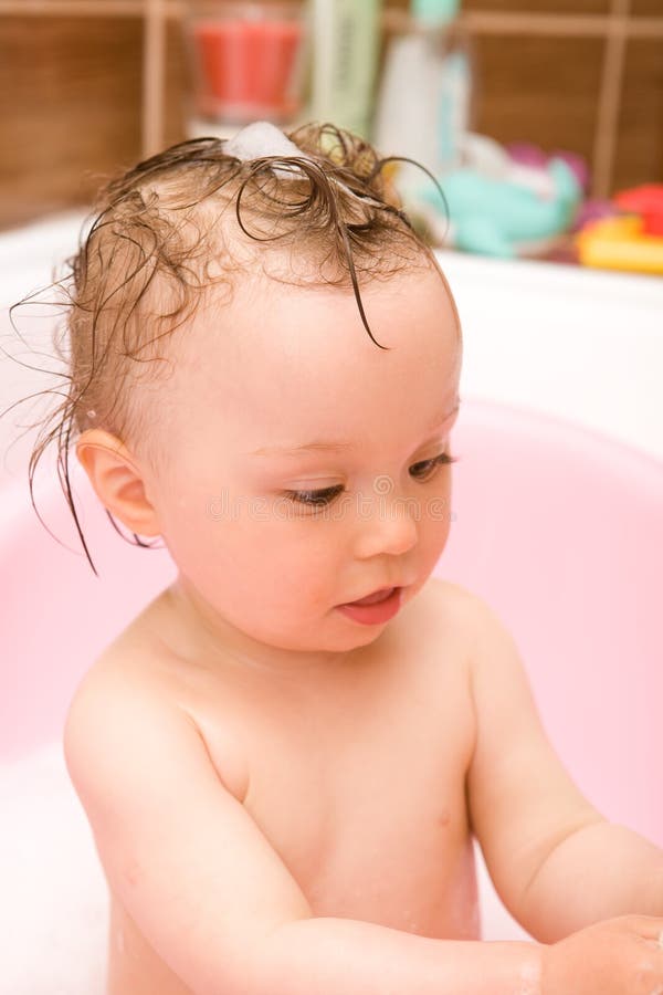 Baby bath stock image. Image of face, girl, beauty, bathroom - 5667583