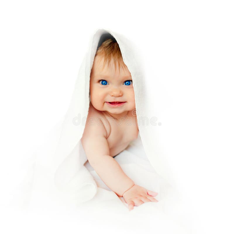 Baby after Bathing Wrapped in a Towel Stock Photo - Image of newborn ...