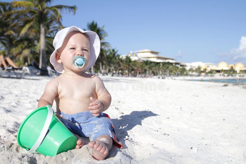 Baby on Beach stock image. Image of game, baby, loved - 16334767