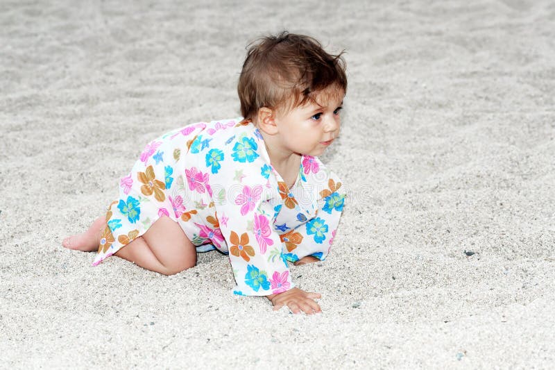 Baby on beach stock image. Image of summer, female, greece - 18991447