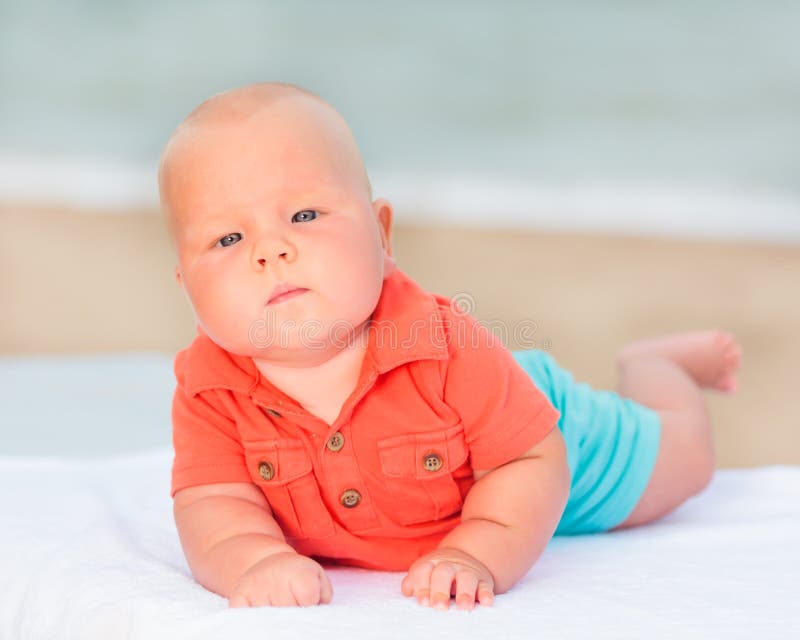 Happy Baby Sunbathing Beach Sunbed Stock Photos - Free & Royalty-Free ...