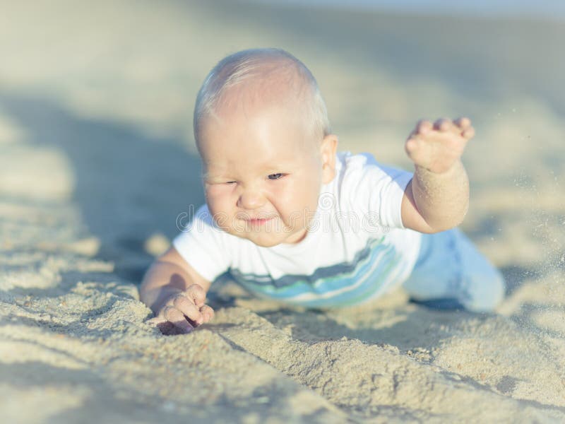 Baby on the beach stock image. Image of beach, fashion - 35616717