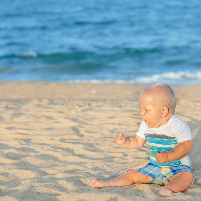 Baby on the beach stock photo. Image of people, lifestyle - 39175712