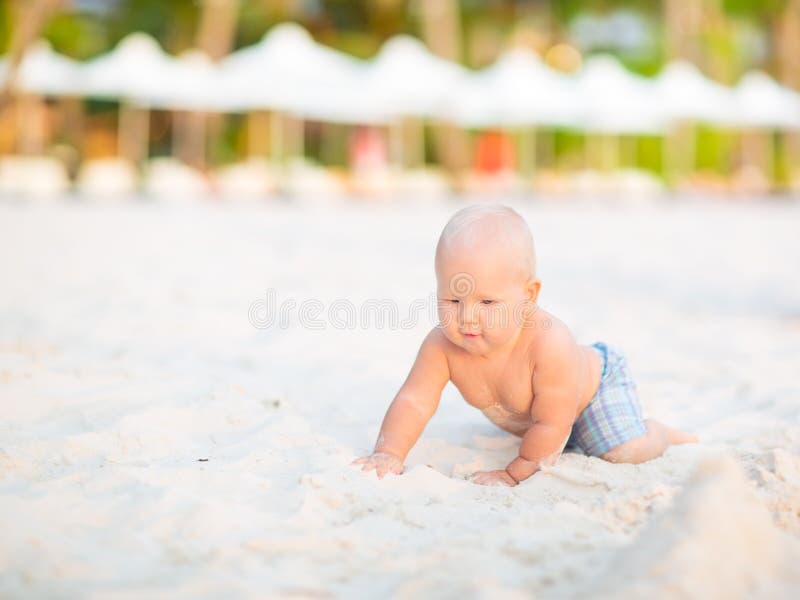 Baby on the beach stock image. Image of cute, sandy, little - 41333405