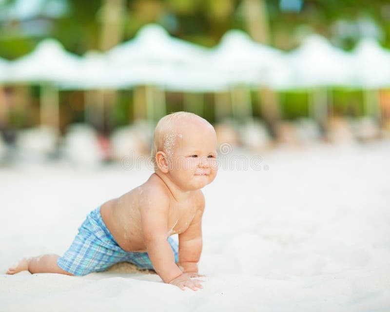 Baby on the beach stock image. Image of sandy, conceptual - 42127377