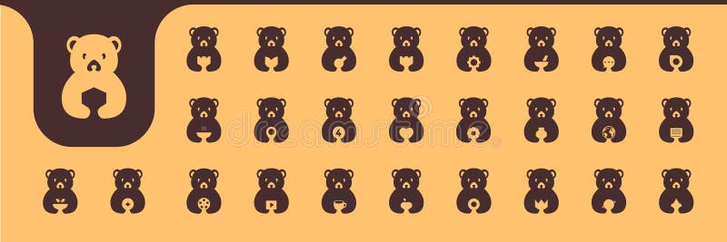 Baby Bear Flat Mascot Icon Vector Designs Stock Vector - Illustration ...