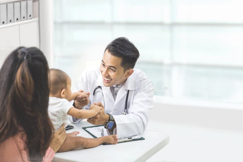 Baby Being Checked by a Doctor Stock Image - Image of mama, healing ...