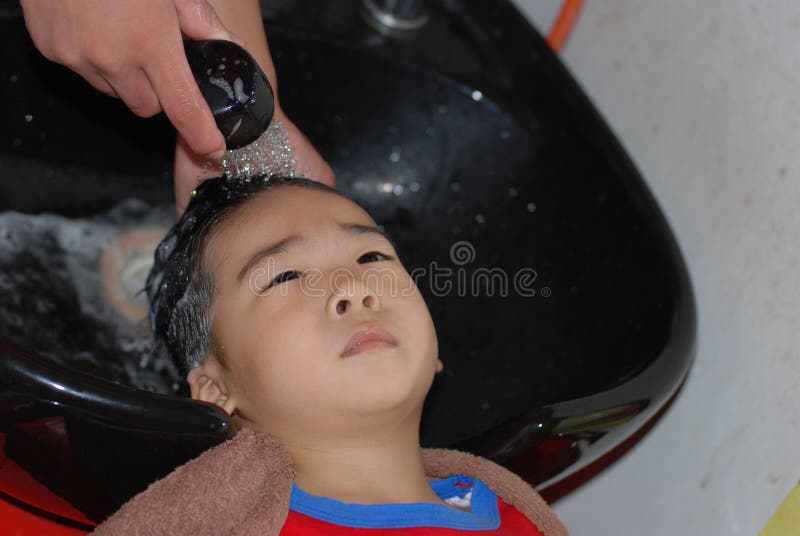 Baby being shampoo stock photo. Image of scrub, lather - 11018776