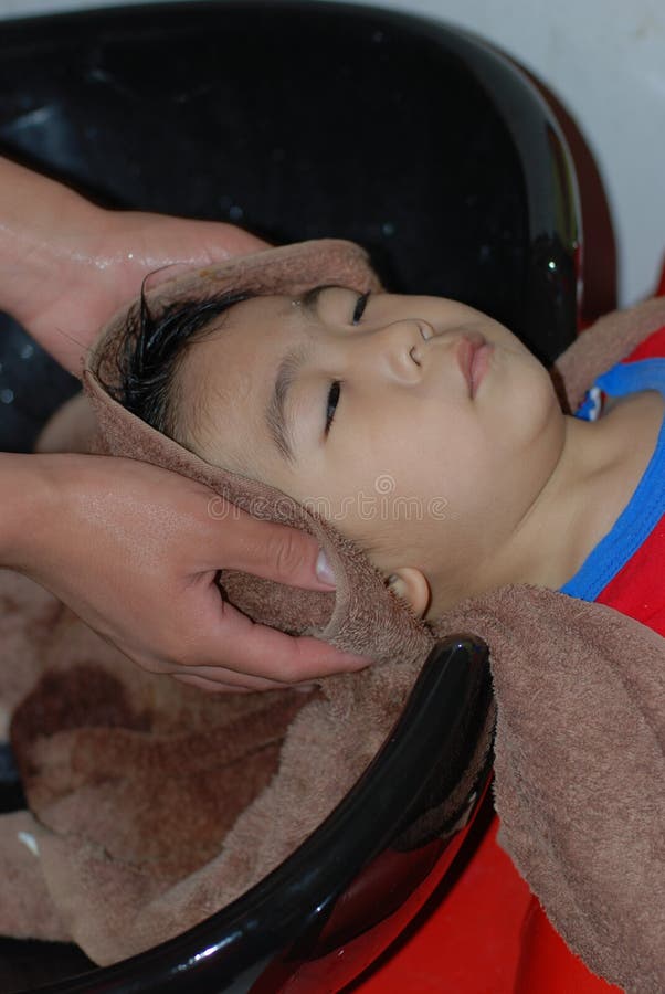 Baby being shampoo stock image. Image of shop, china - 11018781