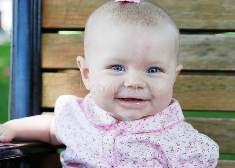 Baby On Bench - Horizontal Picture. Image: 5792138